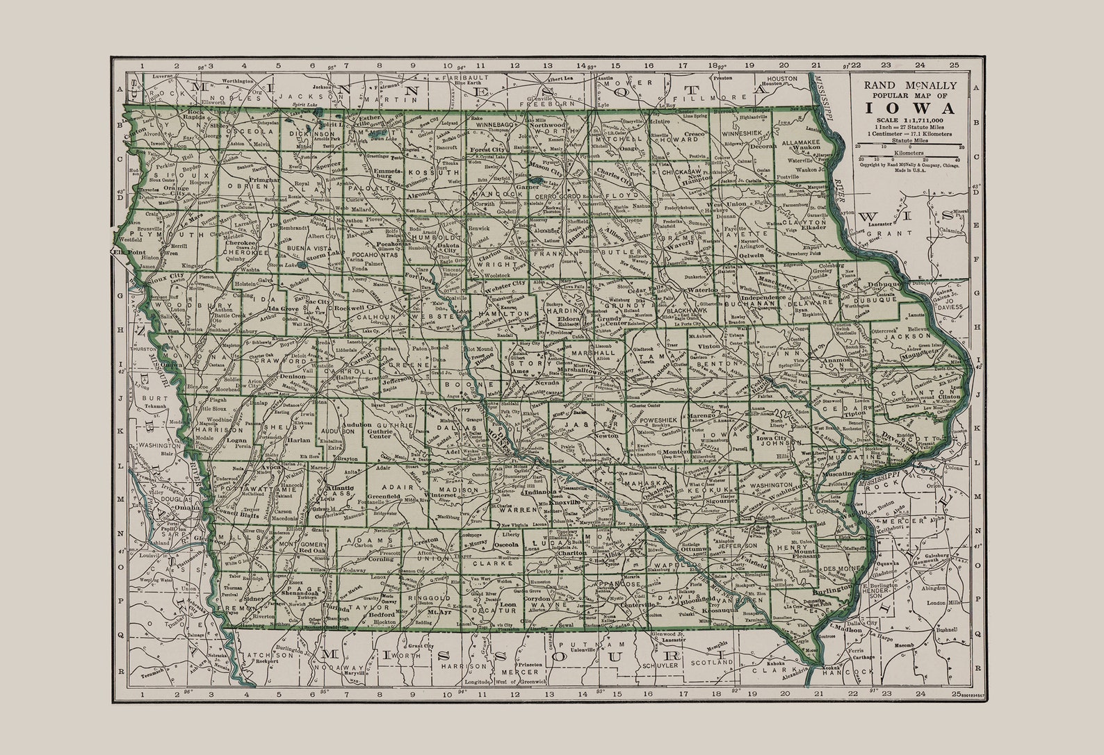 IOWA MAP PRINT Vintage Map of Iowa Old Map Print Vintage - Etsy