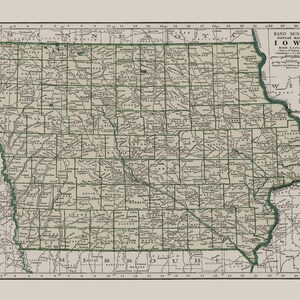 IOWA MAP PRINT, Vintage Map of Iowa, Old Map Print, Vintage Wall Art ...