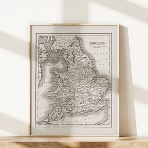 VINTAGE ENGLAND MAP Retro Map of England Minimalist England - Etsy