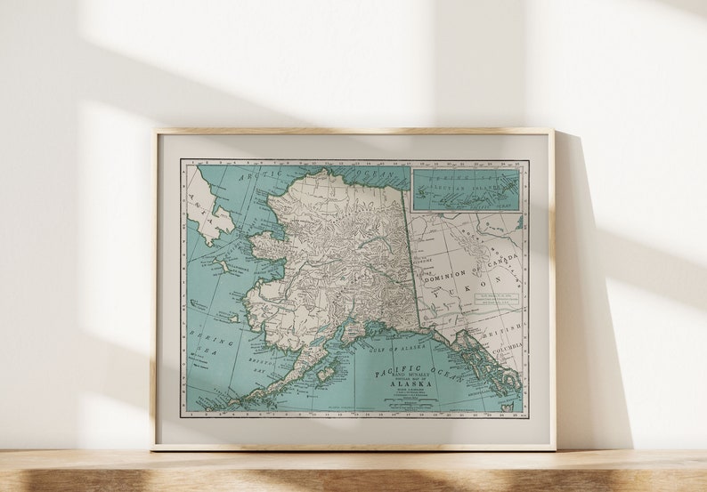 VINTAGE MAP of ALASKA Alaska Vintage Map Wall Art Vintage - Etsy