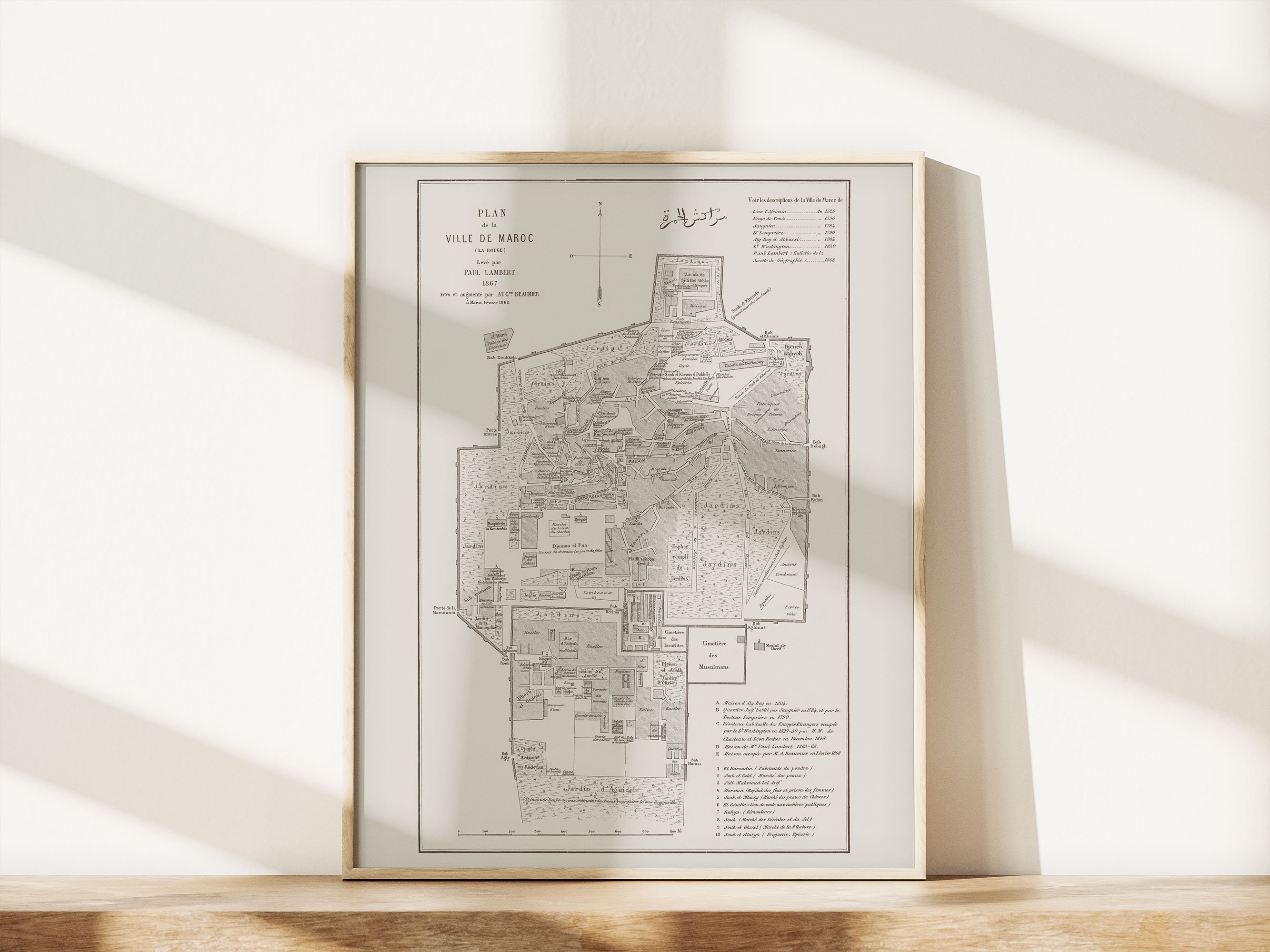 VINTAGE MARRAKESH MAP, Antique Map of Marrakech, Morocco Map ...