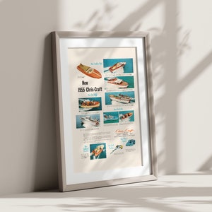 RETRO BOAT AD, Vintage Boating Poster, Motor Boat Ad, Retro Wall Art ...