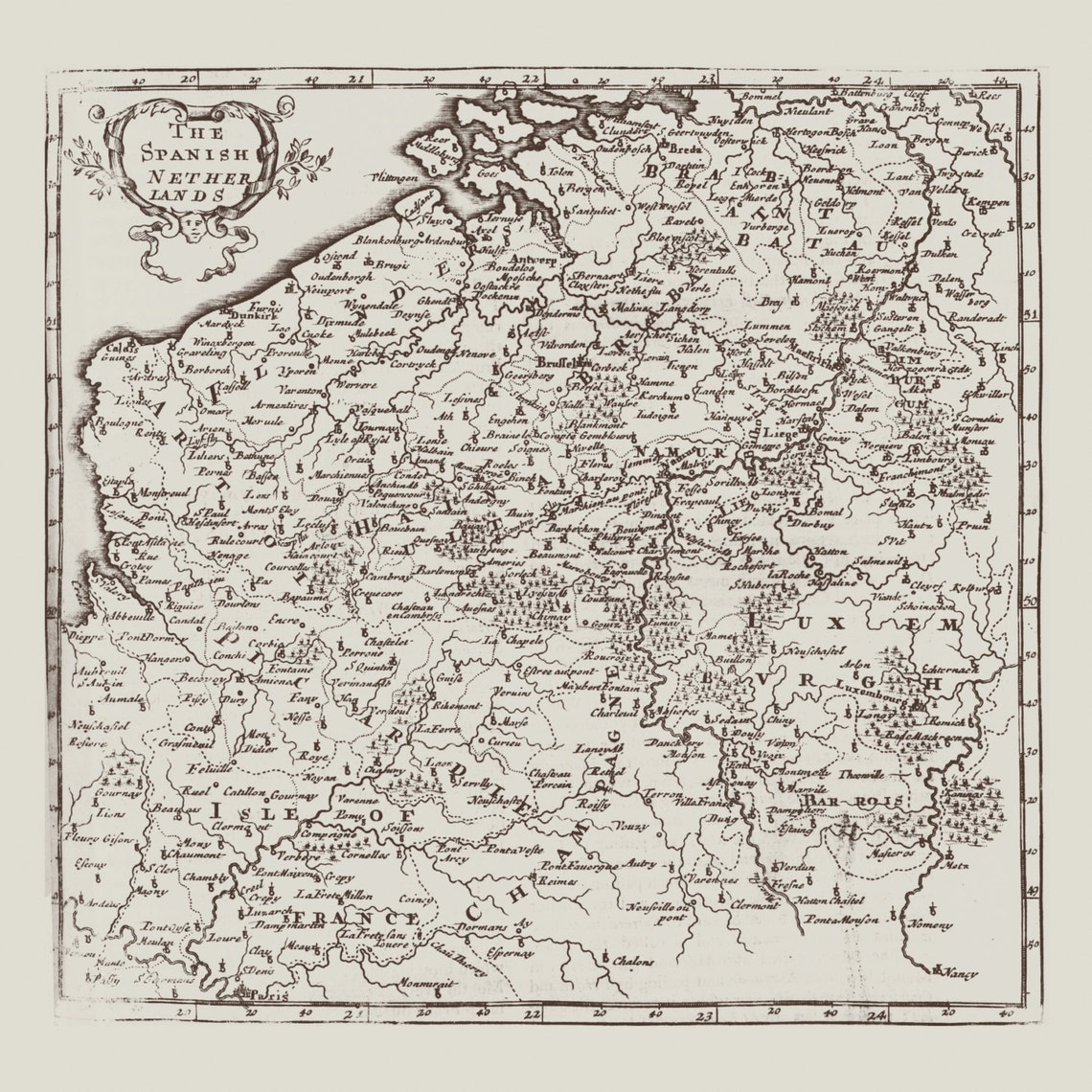 SPANISH NETHERLANDS MAP Antique Historical Map Professional - Etsy