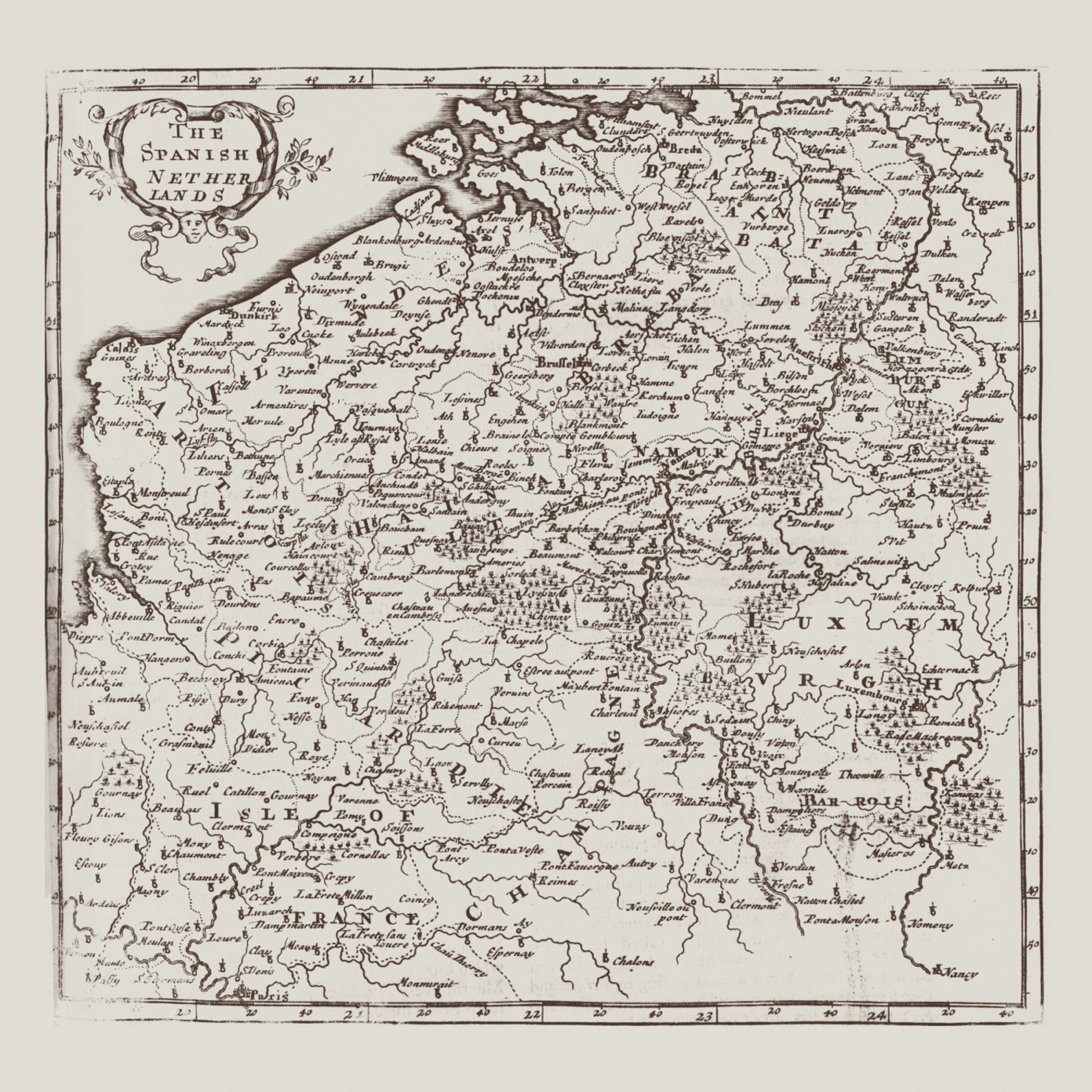 SPANISH NETHERLANDS MAP Antique Historical Map Professional - Etsy