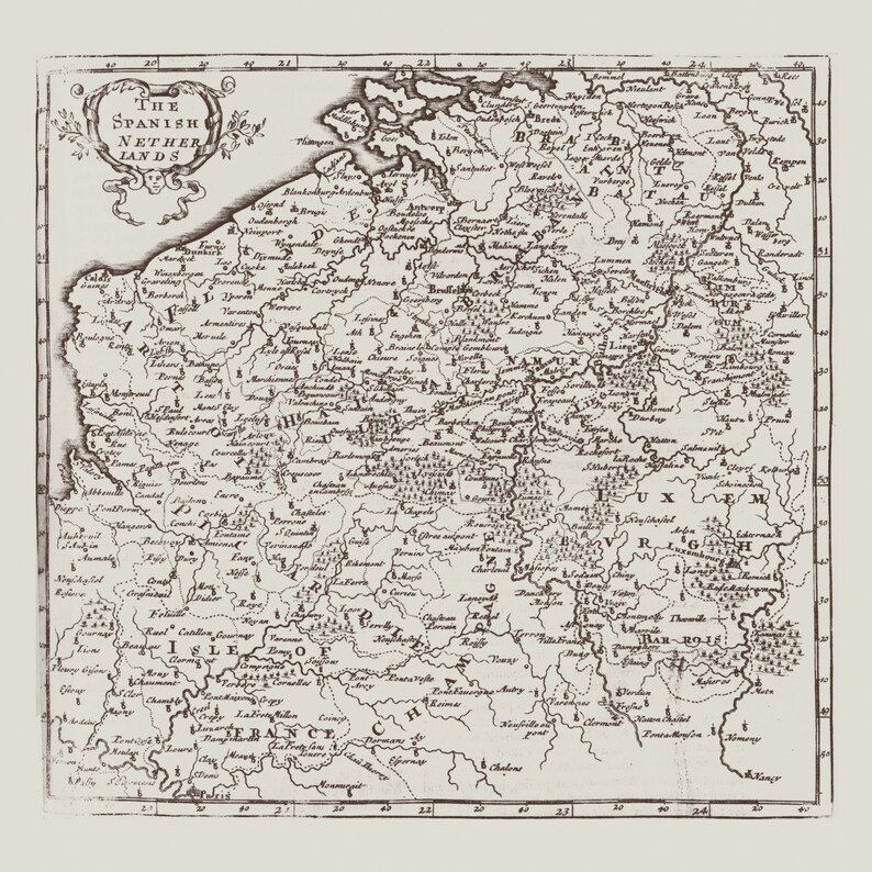 SPANISH NETHERLANDS MAP Antique Historical Map Professional - Etsy