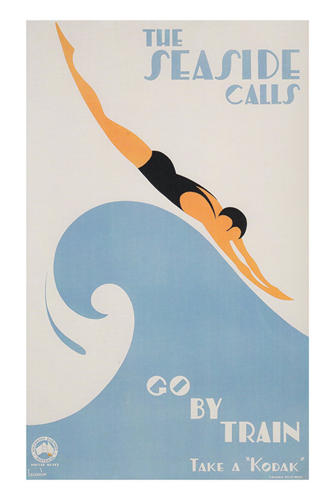 VINTAGE SWIMMING POSTER Seaside Poster Art Deco Travel - Etsy Canada