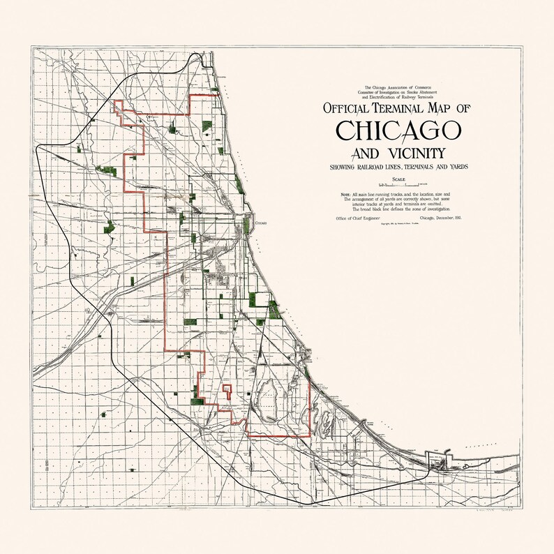 VINTAGE CHICAGO MAP Retro Grid Map Print Minimalist Chicago - Etsy