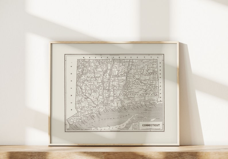 VINTAGE CONNECTICUT MAP Antique Map of Connecticut - Etsy