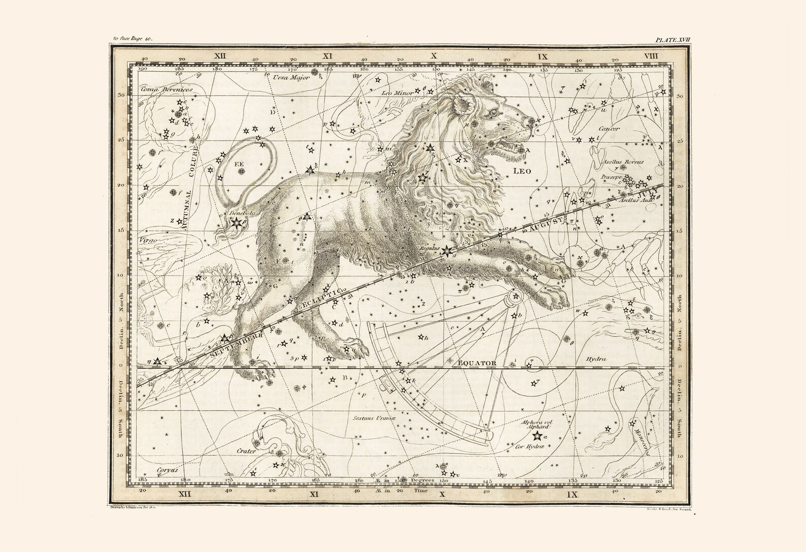 LEO SIGN MAP Print Zodiac Sign Print Professional - Etsy