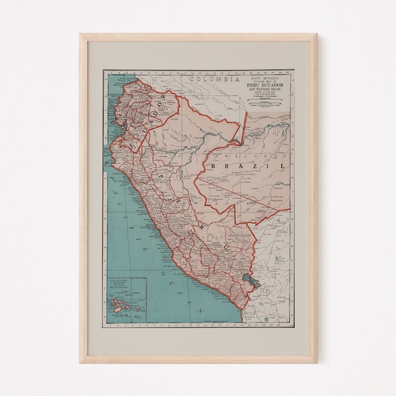 ECUADOR & PERU Vintage Map of Ecuador and Peru Antique Map - Etsy