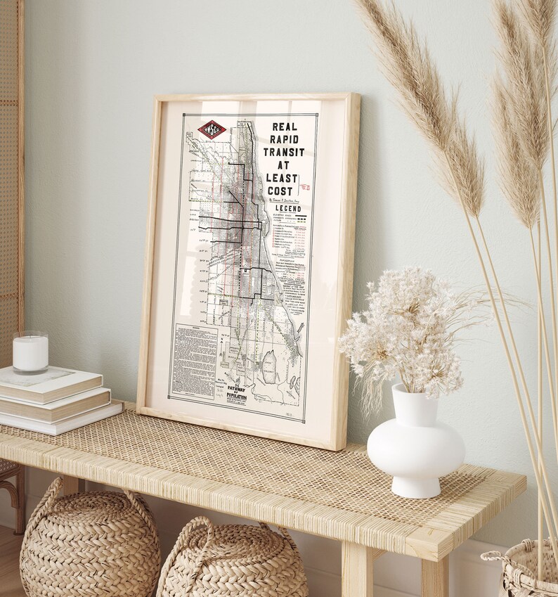 CHICAGO SUBWAY MAP Retro Map of Chicago Professional - Etsy