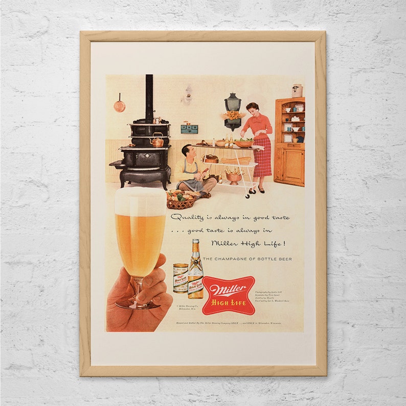 Retro Beer Art Vintage Beer Ad Poster For Bar Barware Art | Etsy