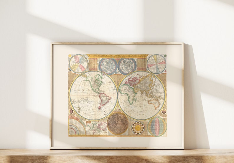 ANTIQUE WORLD MAP Antique Map Print Professional - Etsy