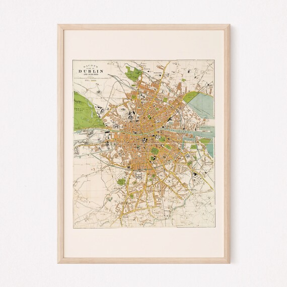 VINTAGE DUBLIN MAP Antique Map of Ireland Professional - Etsy