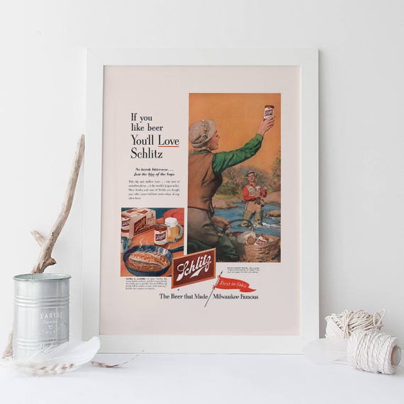 VINTAGE FISHING POSTER Vintage Beer Ad Poster High Quality | Etsy