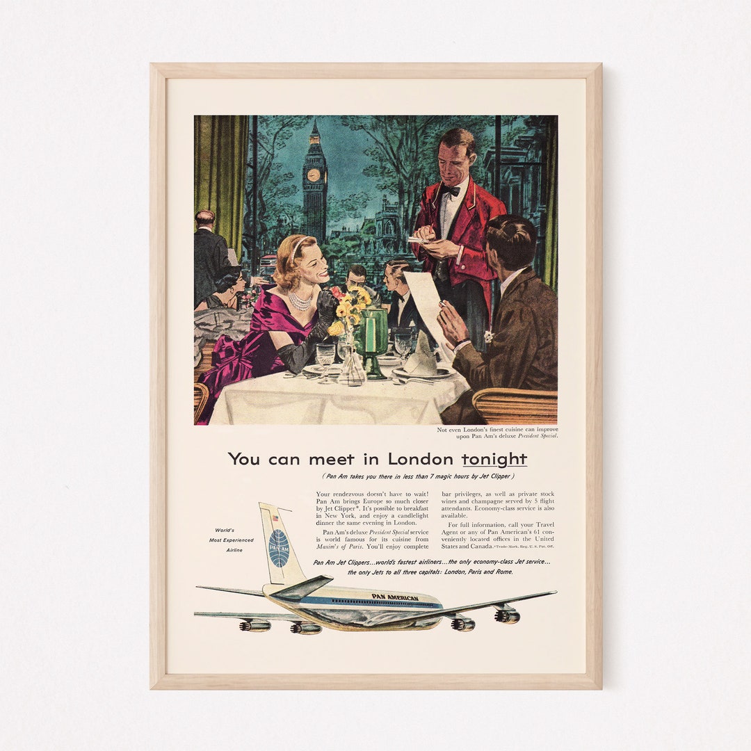 CLASSIC TRAVEL ART, Retro Mid-century Airline Ad, Vintage Travel Ad ...