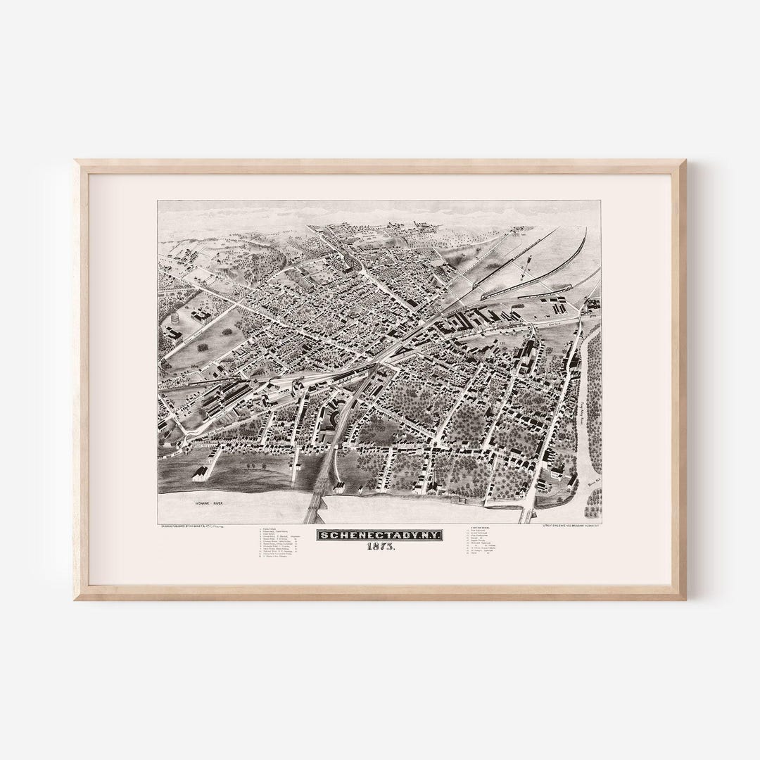 SCHENECTADY MAP PRINT, Antique Schenectady N.Y. Map, Antique Map Print ...