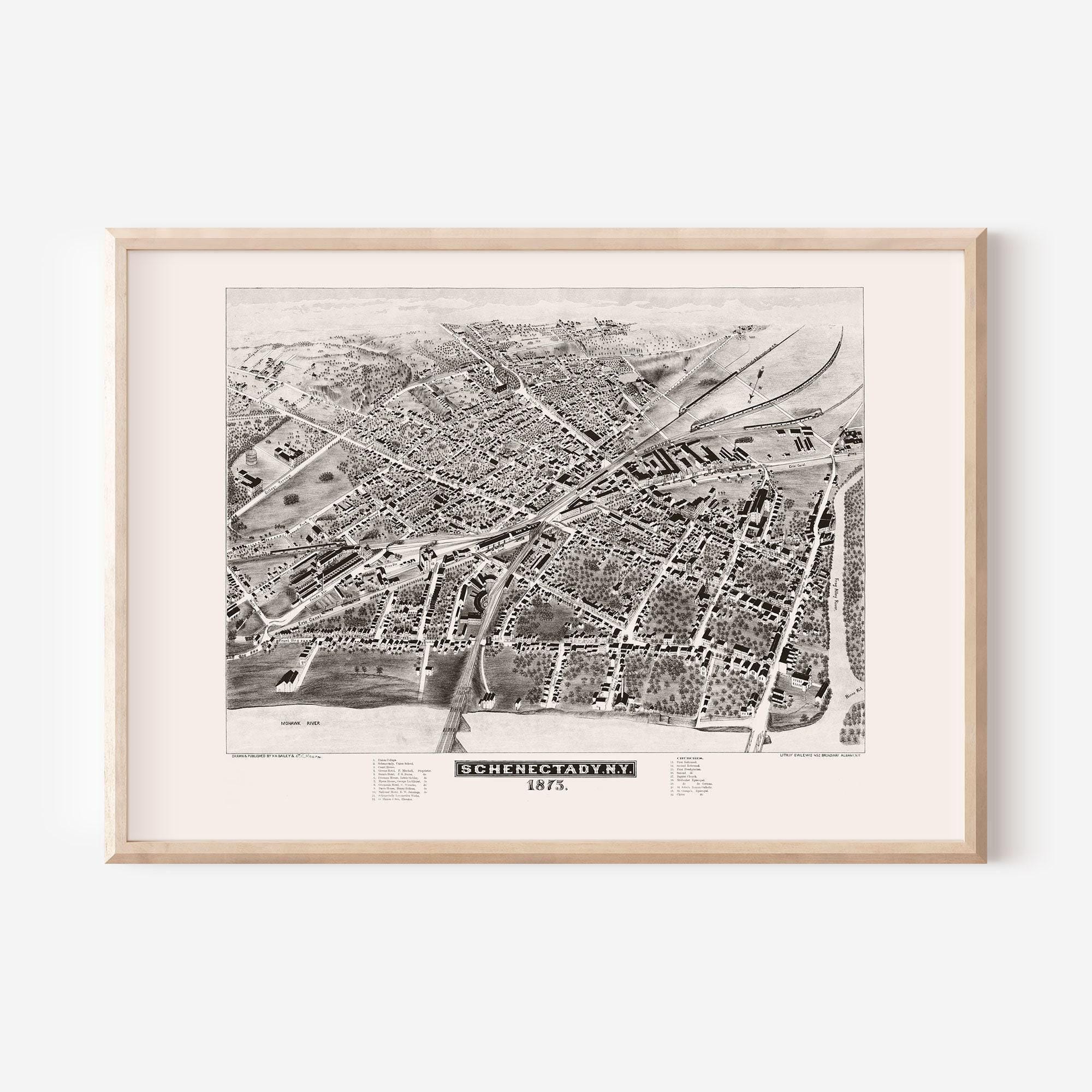 SCHENECTADY MAP PRINT, Antique Schenectady N.Y. Map, Antique Map Print ...