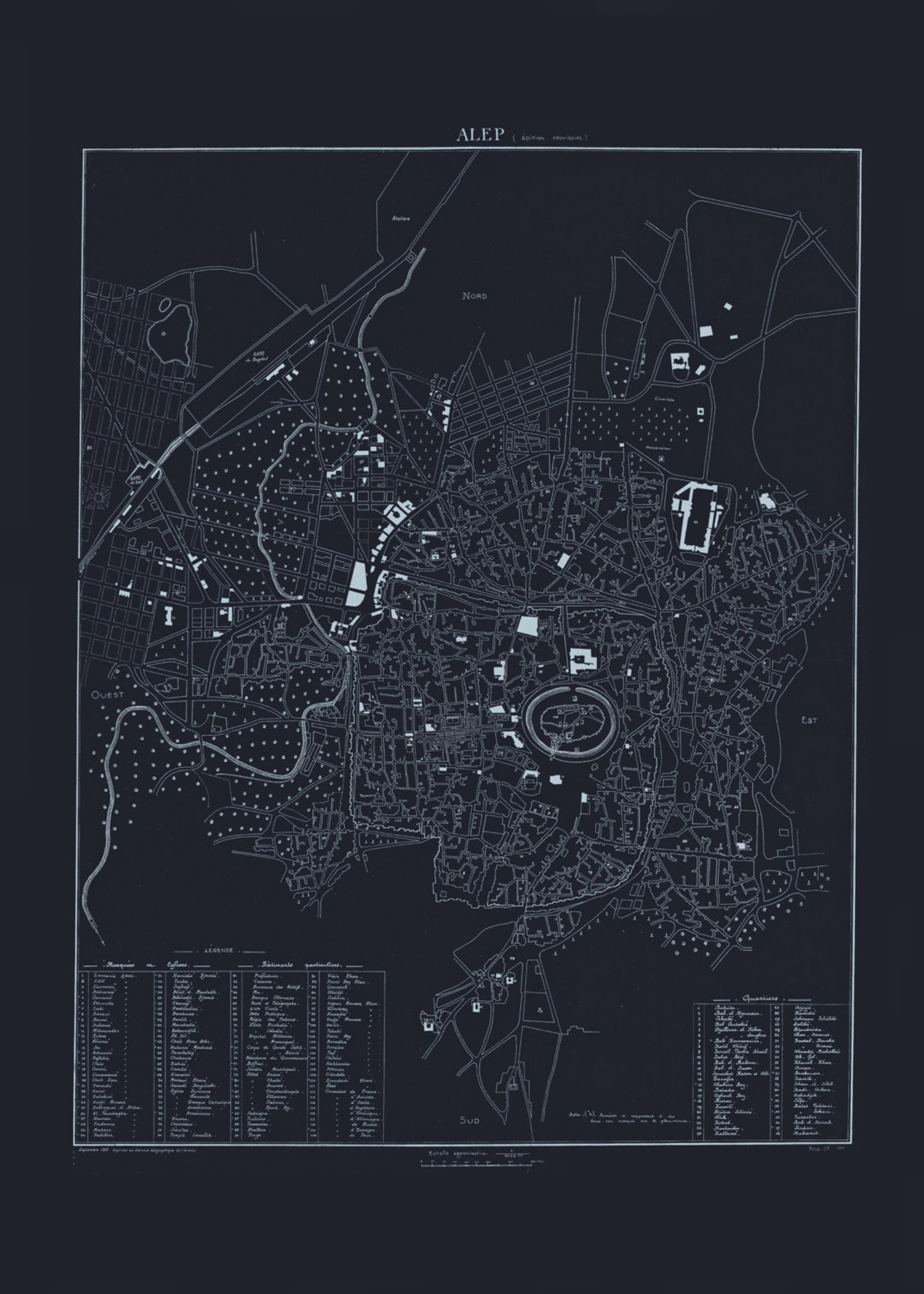 ALEPPO MAP ART Blueprint Map of Aleppo Vintage Map Office | Etsy