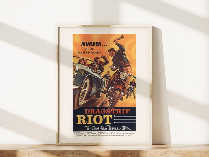 RETRO MOVIE POSTER, 1950s Drag Racing Movie Poster, Car Club ...