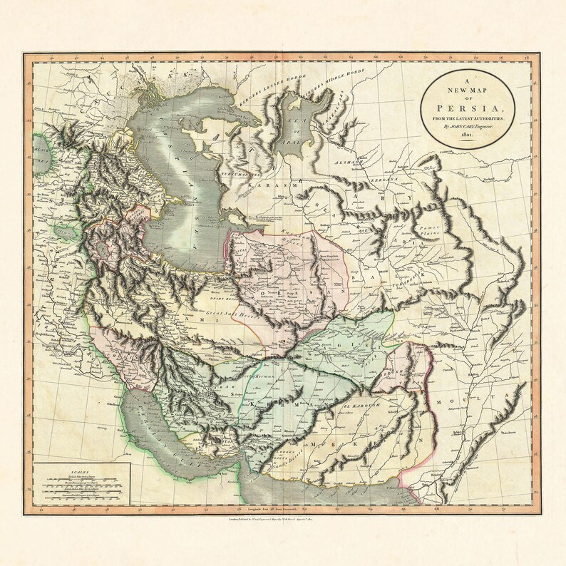 ANTIQUE MAP of PERSIA Antique Wall Art Persian Map 1799 - Etsy