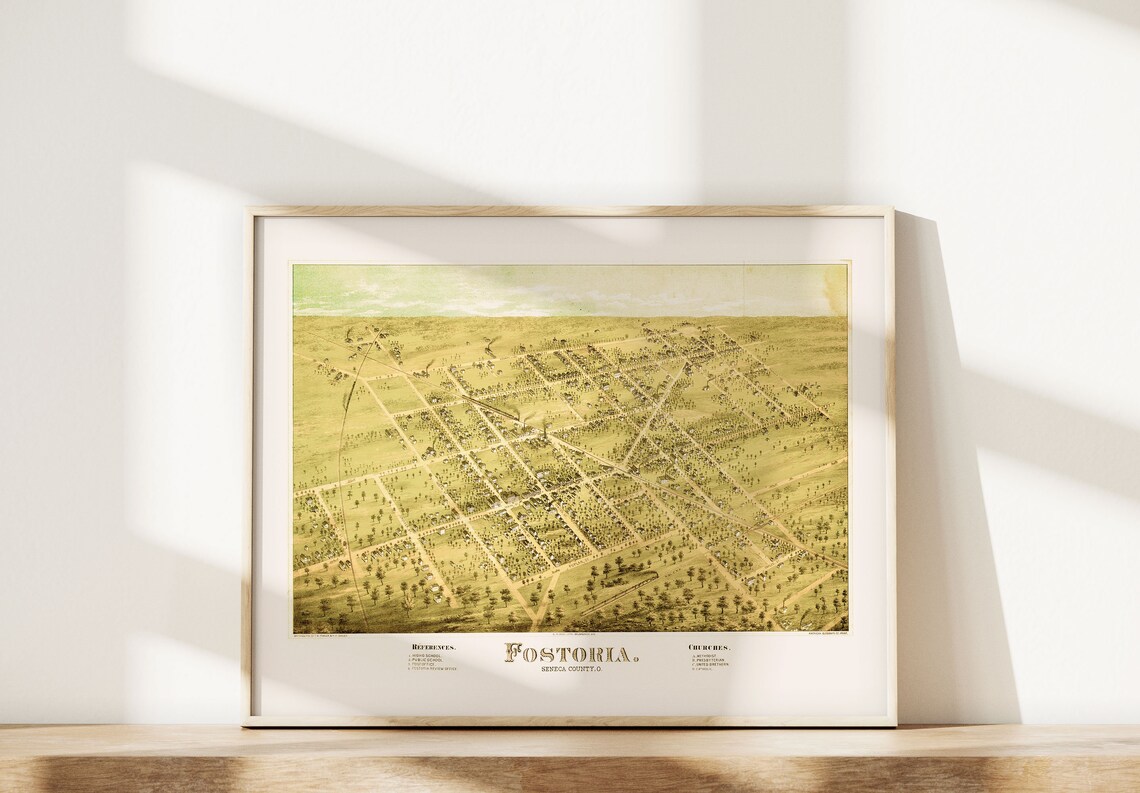 FOSTORIA MAP PRINT Antique Fostoria O.H. Map Antique Wall - Etsy