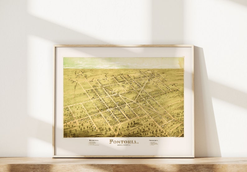 FOSTORIA MAP PRINT Antique Fostoria O.H. Map Antique Wall - Etsy