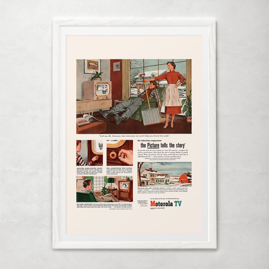 VINTAGE TV POSTER Old Television Poster Winter Poster | Etsy