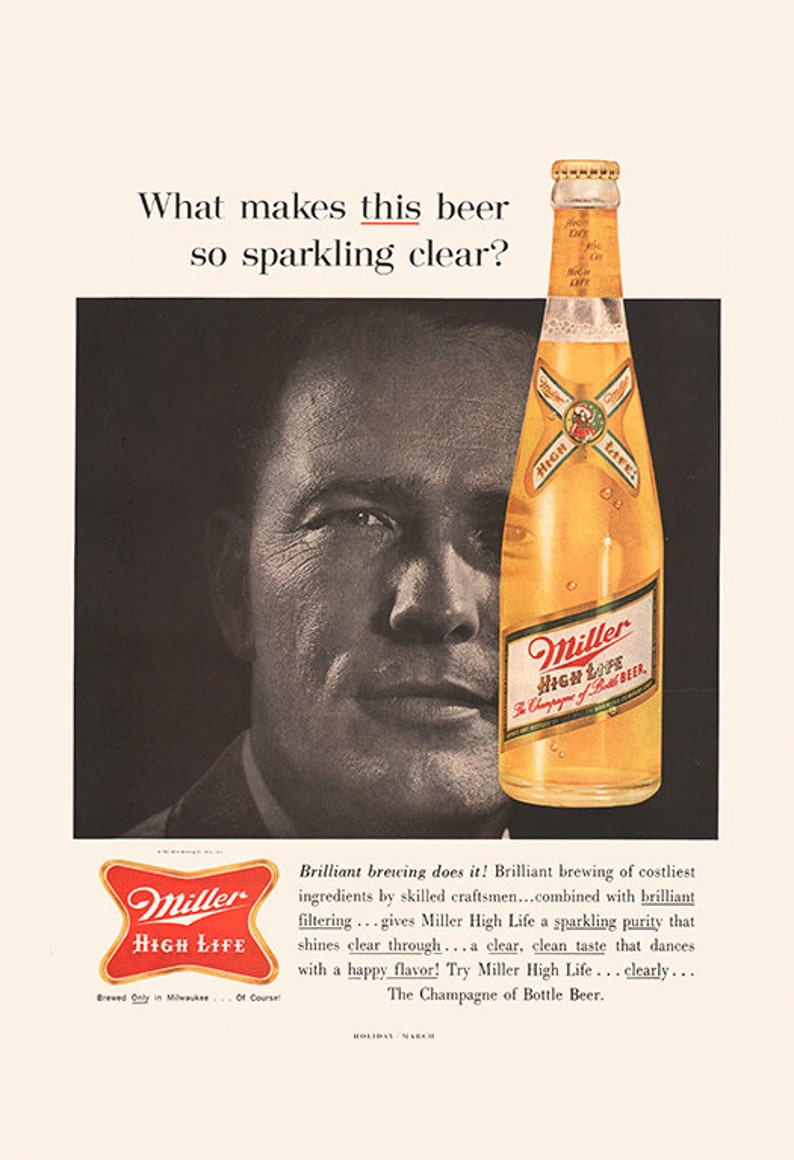 Vintage Beer Ad Retro Beer Ad Retro Bar Barware Art Beer | Etsy