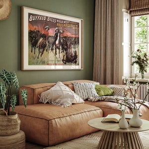 VINTAGE COWBOY POSTER, Western Art, Perils of the Cowboy, Buffalo Bill ...