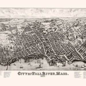 FALL RIVER MAP Antique Fall River Mass Map Antique Map | Etsy