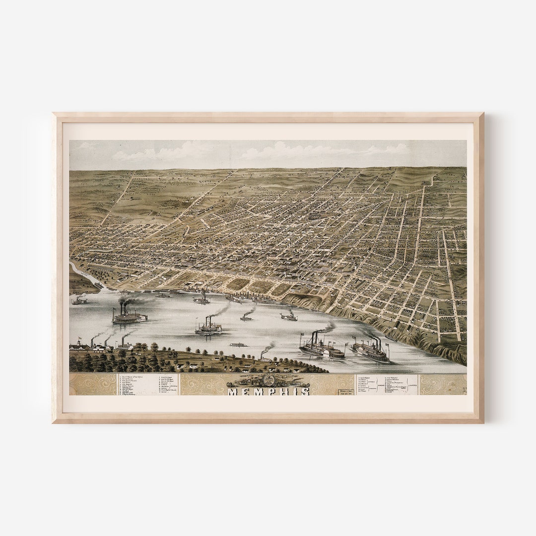 ANTIQUE MEMPHIS MAP, Vintage Map of Memphis Tenn Wall Art, Vintage Map ...