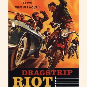 RETRO MOVIE POSTER, 1950s Drag Racing Movie Poster, Car Club ...