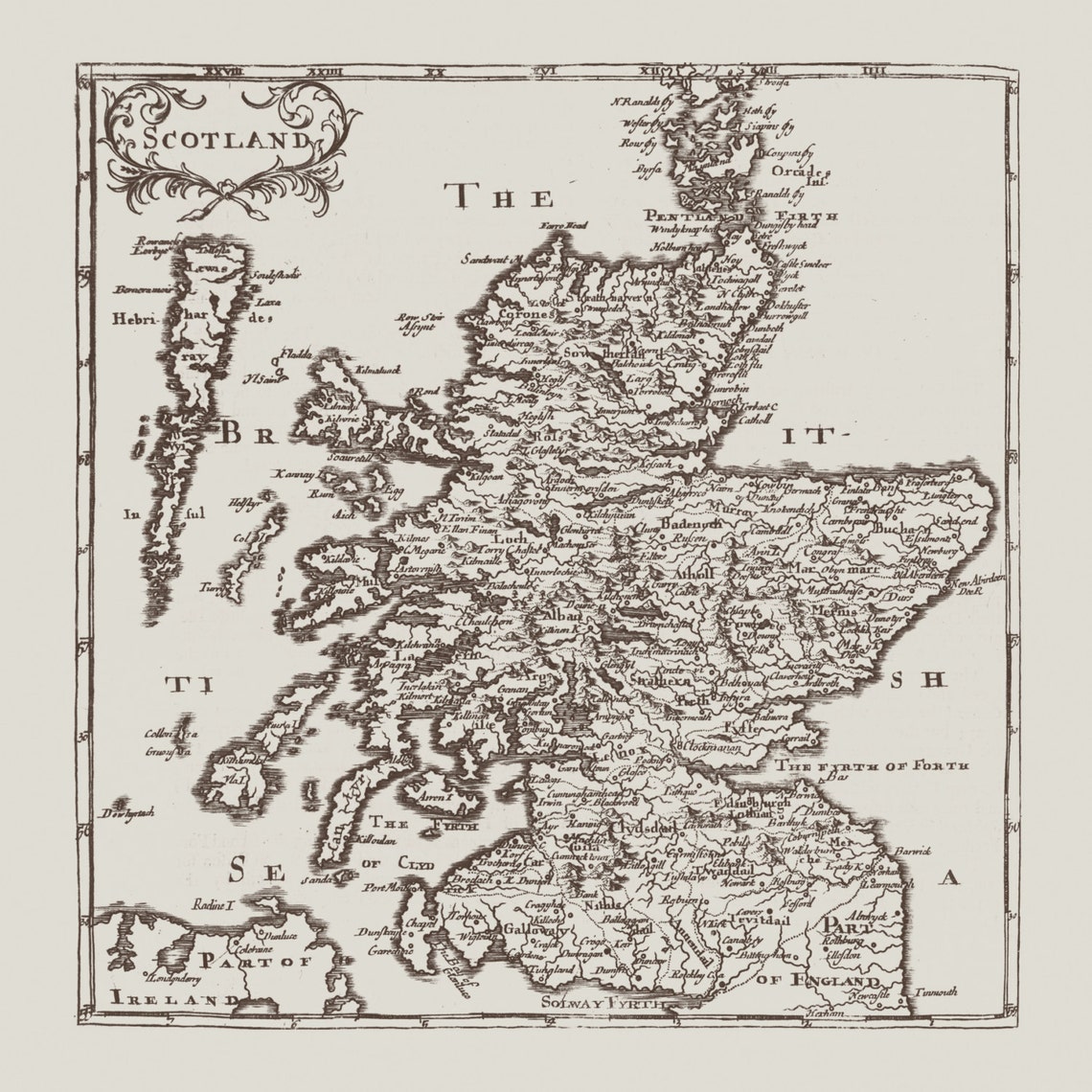 VINTAGE SCOTLAND MAP Antique Scotland Map Professional | Etsy