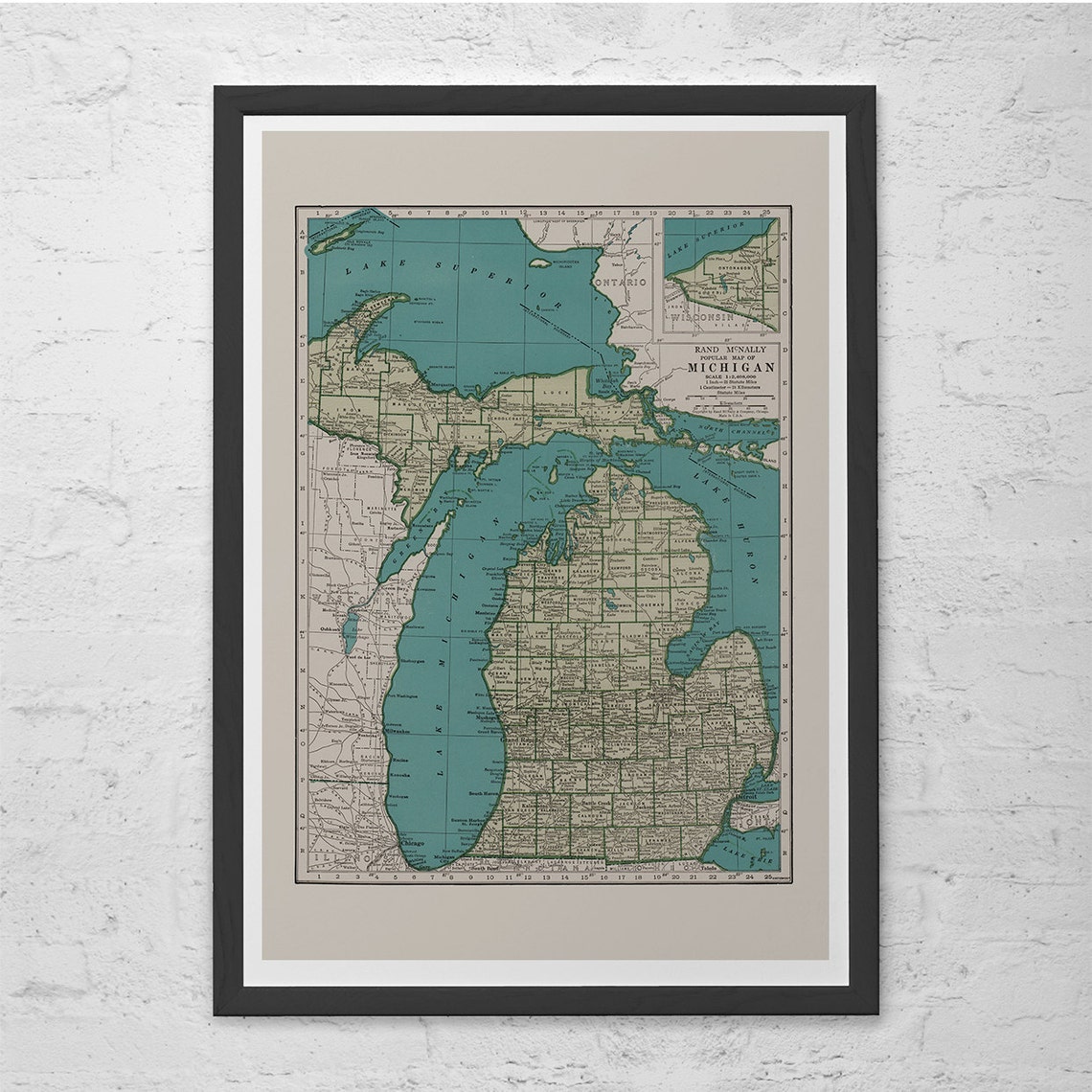 VINTAGE MICHIGAN MAP Vintage Map of Michigan Wall Art - Etsy