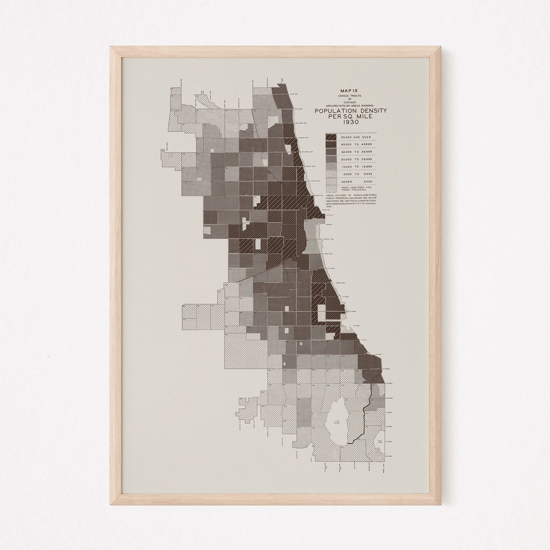 CHICAGO POPULATION MAP, Vintage Map of Chicago, Antique Chicago Map ...