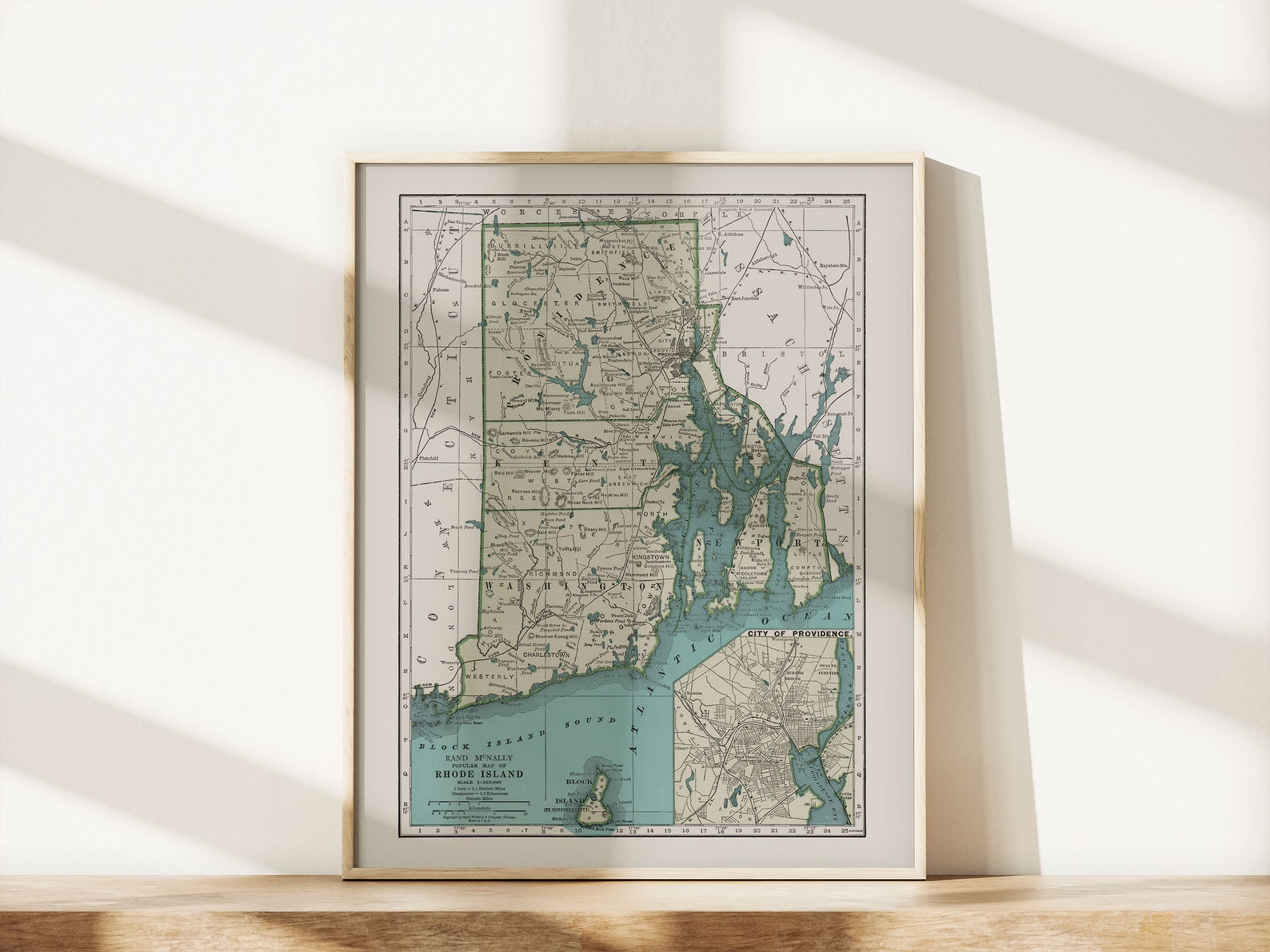 RHODE ISLAND MAP Vintage Map of Rhode Island Antique Map - Etsy