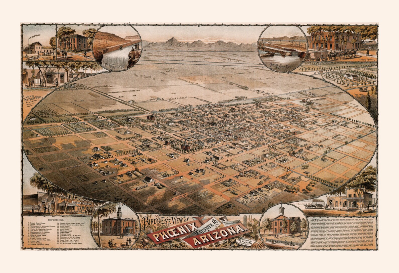 ANTIQUE PHOENIX MAP Vintage Map of Phoenix Arizona Antique - Etsy