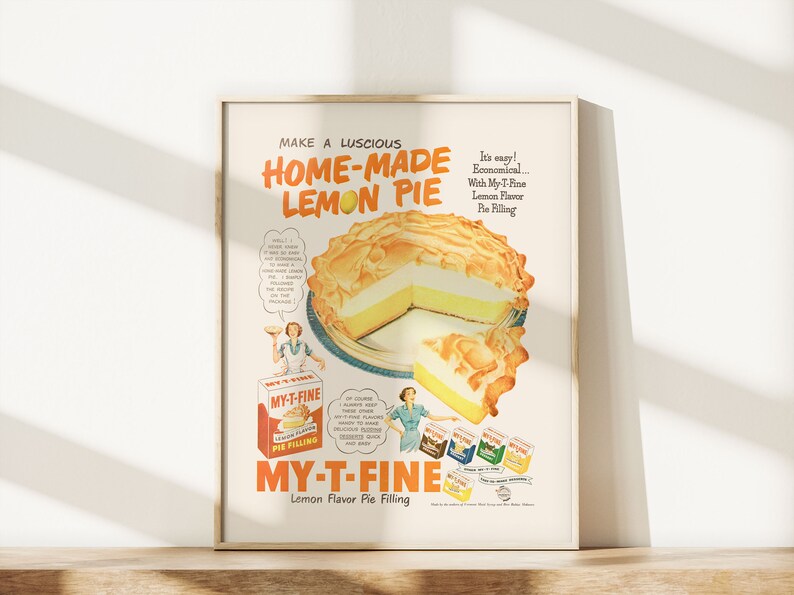 RETRO PIE AD Vintage Cooking Ad Mid-century Poster Classic - Etsy Canada