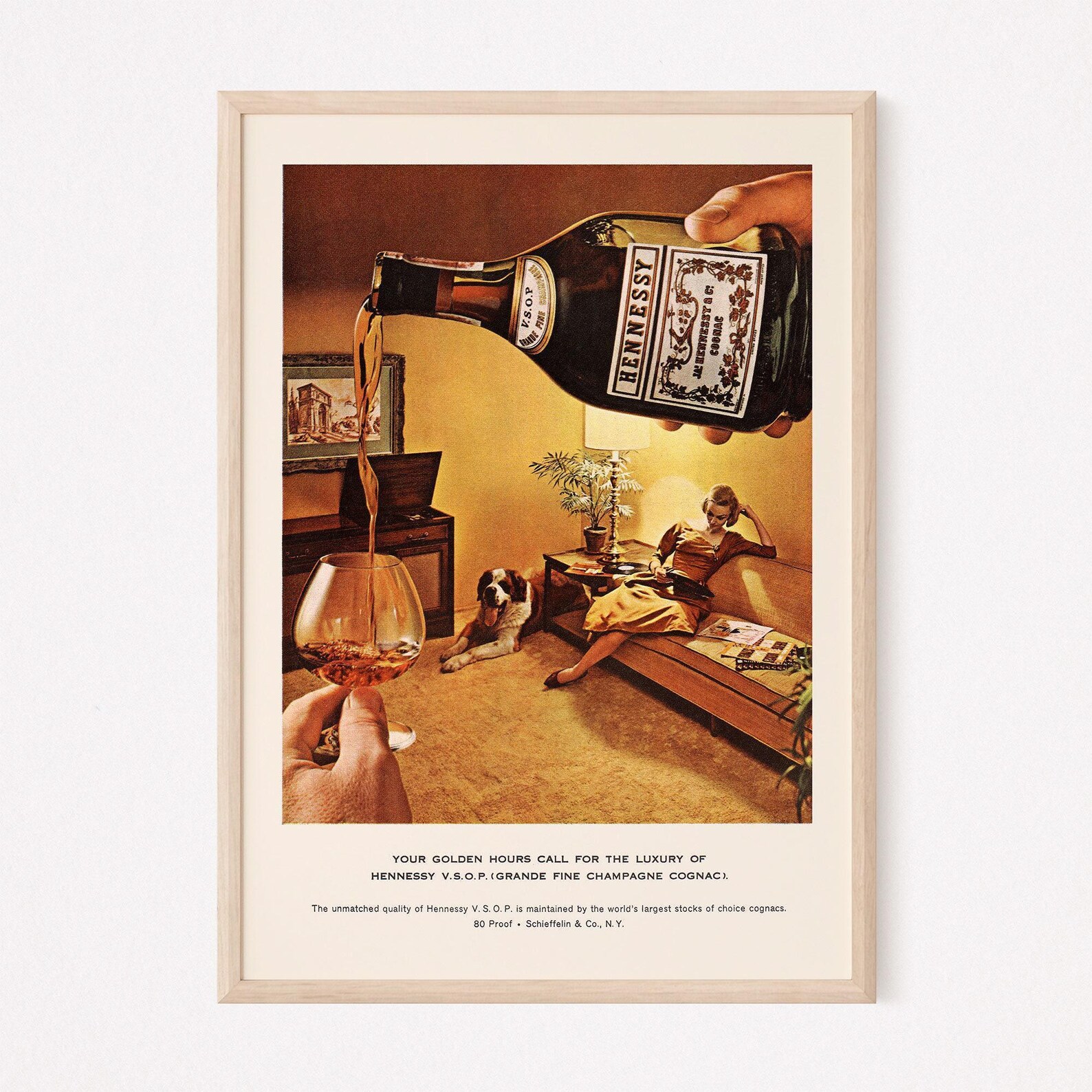 VINTAGE COGNAC AD, Retro Bar Poster, Retro Ad, Mid Century Wall Art ...