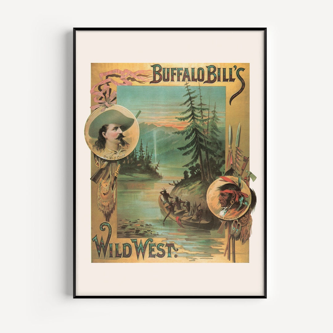 WESTERN WALL ART, Canoe Scene, the American, Buffalo Bill Print, 1893 ...