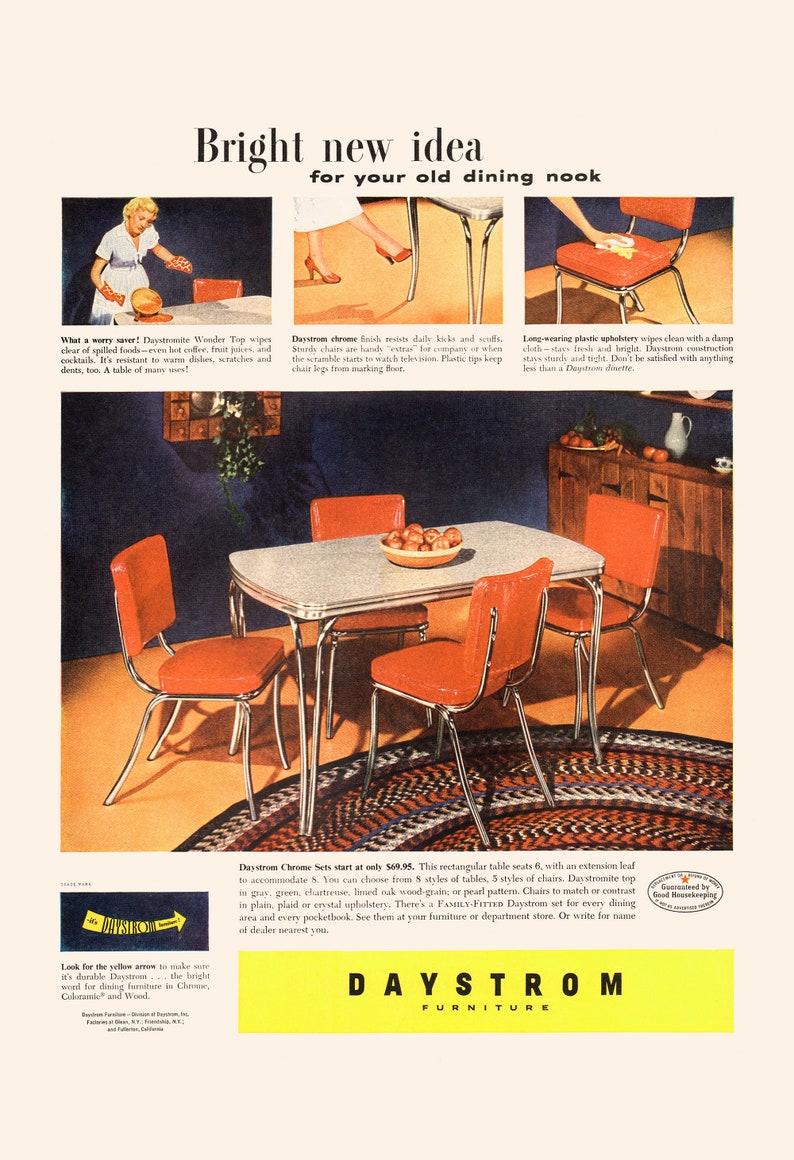 VINTAGE KITCHEN AD Retro Mid-century Ad Daystrom Furniture - Etsy