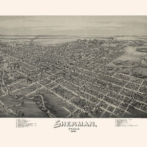 ANTIQUE SHERMAN MAP, Vintage Map of Sherman Texas, Antique Map Print ...