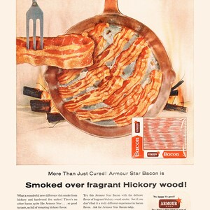 RETRO BACON POSTER, Retro Mid-century Ad, Vintage Kitchen Poster 1950s ...