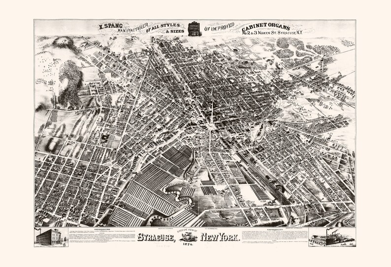 ANTIQUE MAP of SYRACUSE Syracuse New York Map Antique Map | Etsy
