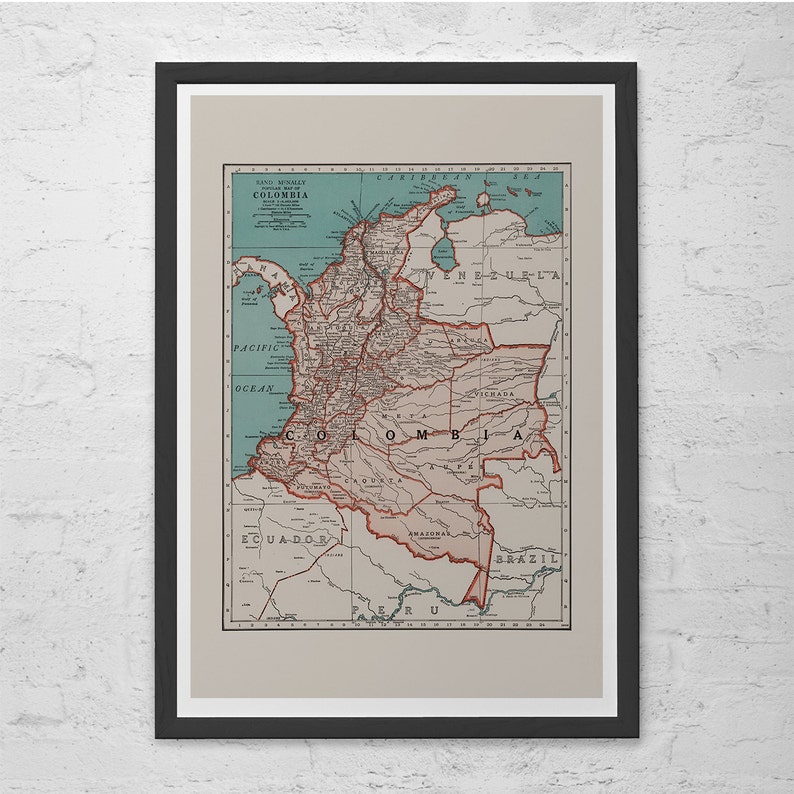 VINTAGE COLOMBIA MAP Vintage Map of Colombia Old Map - Etsy