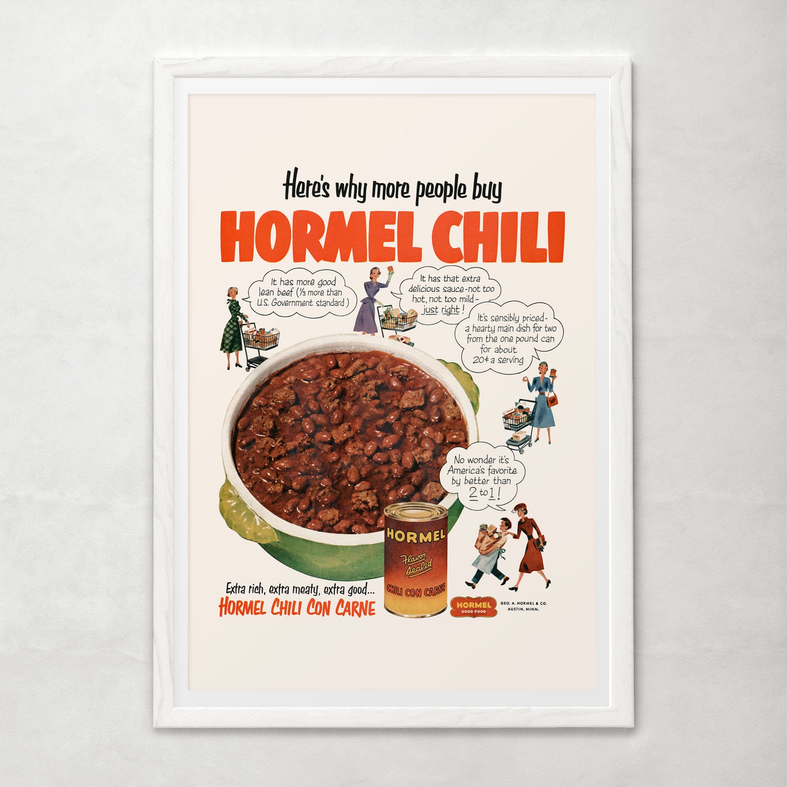 CHILI CON CARNE Vintage Ad Print Canned Chili Ad Chili | Etsy