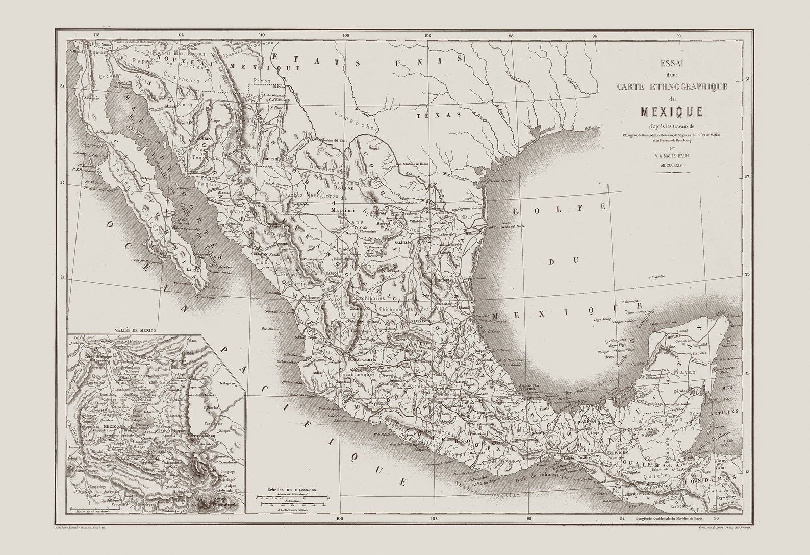 ANTIQUE MEXICO MAP Historical Map of Mexico Office Wall - Etsy