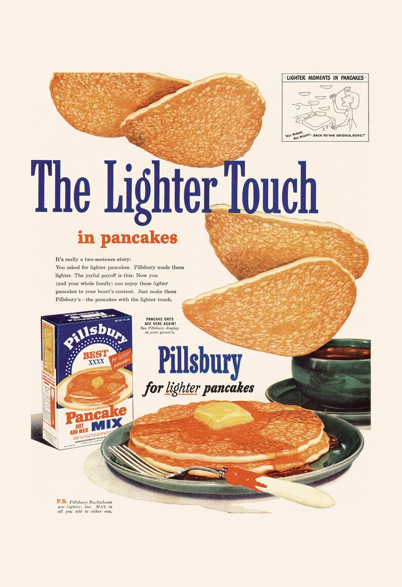 RETRO PANCAKE AD Retro Kitchen Art Mid-century Poster - Etsy