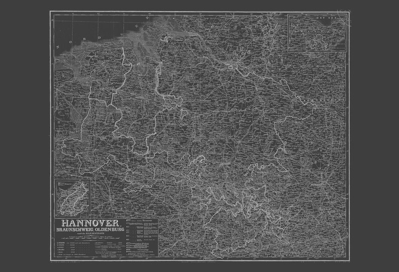 BLUEPRINT HANNOVER MAP Old Map of Hannover Germany Office - Etsy